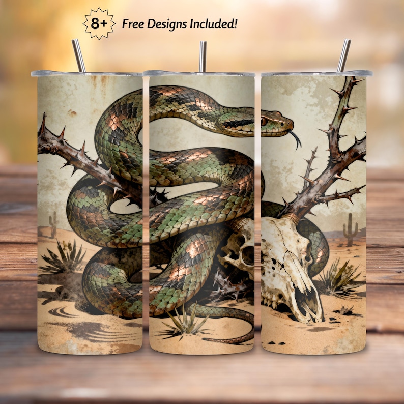 Desert Noir Rattlesnake PNG, Western Snake 20oz Skinny Tumbler ...