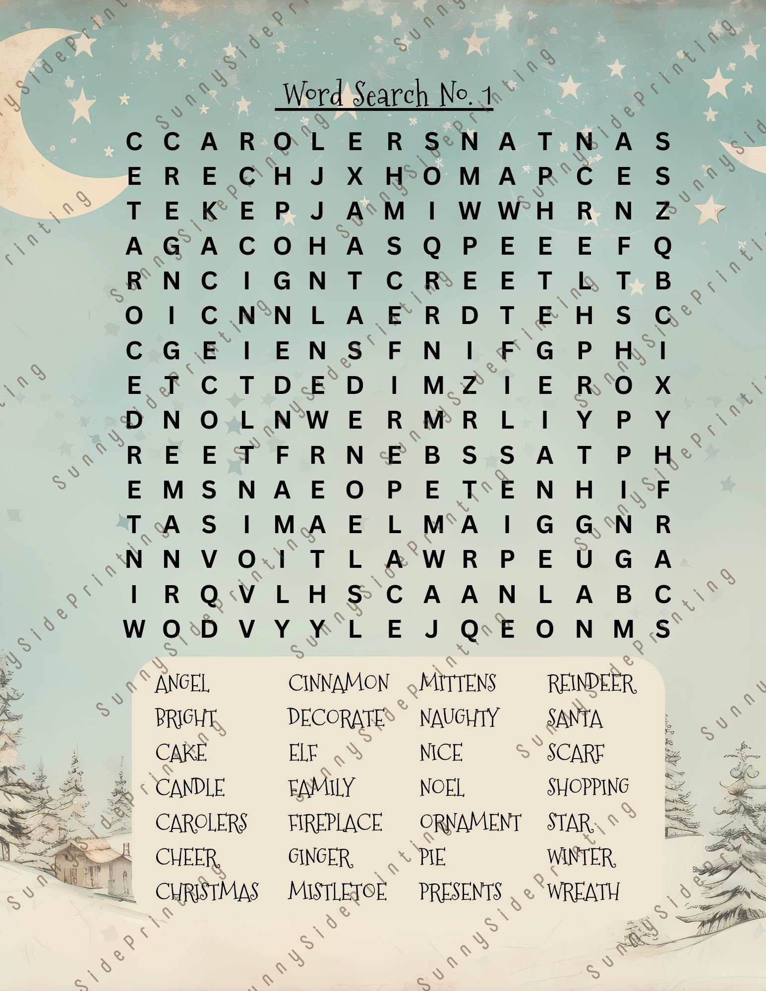 Christmas Puzzle LARGE FONT Vintage Christmas Word Search BUNDLE ...