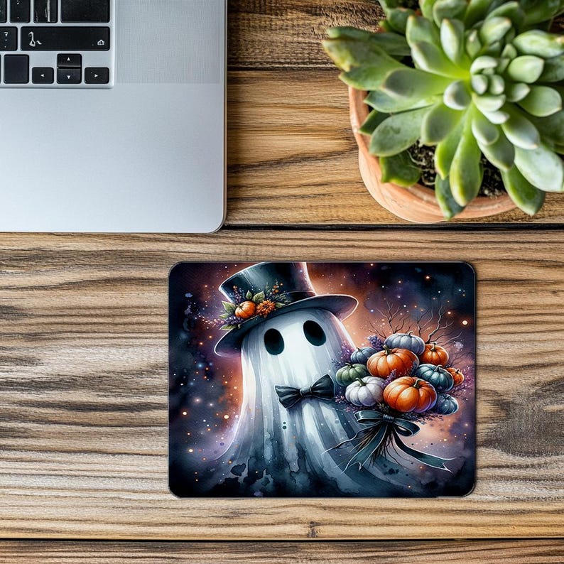 Cute Ghost Halloween Mouse Pad PNG, Spooky Sublimation, Pumpkins and ...