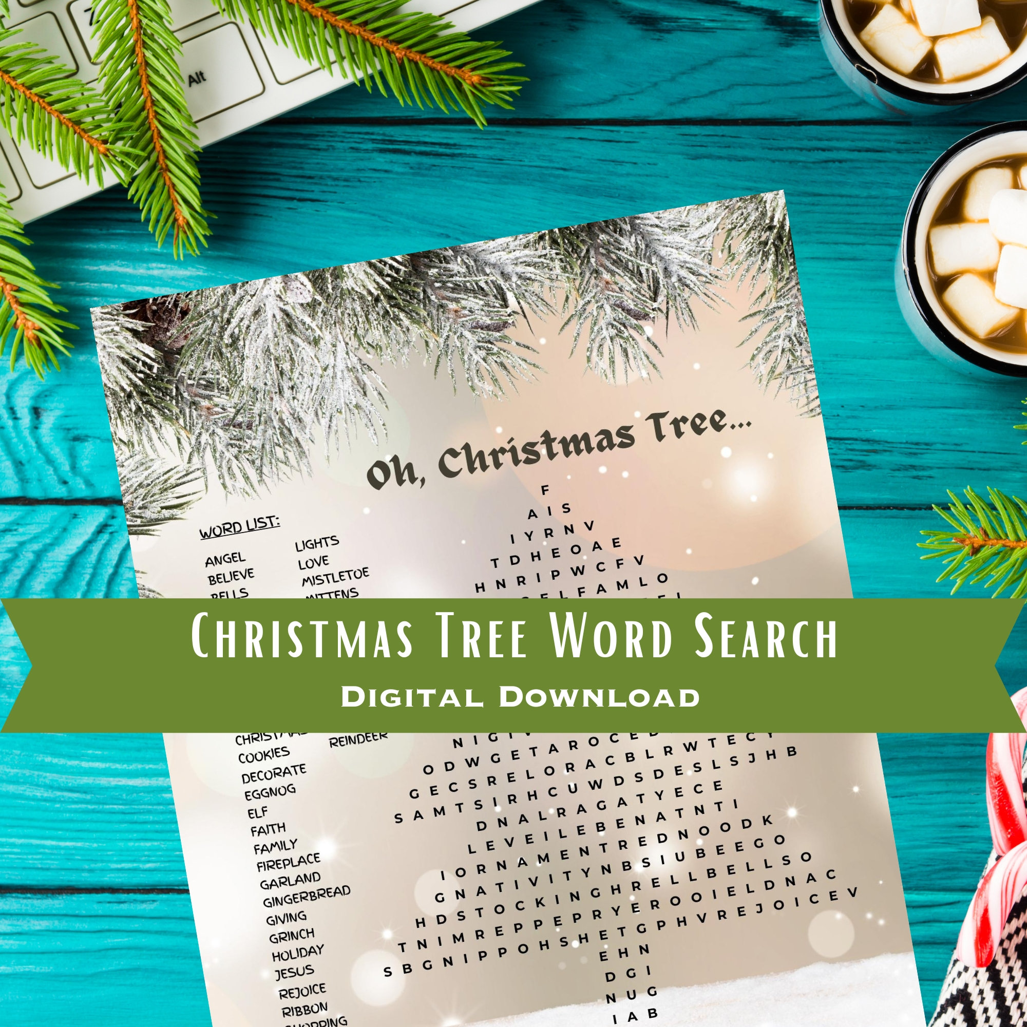 Christmas Puzzle Word Search Puzzle Winter Themed Printable PDF Instant ...