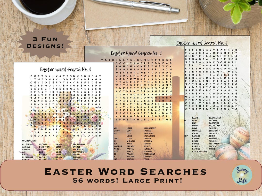 Word Search JUMBO Easter Puzzle Printable Instant Download Fun Party ...