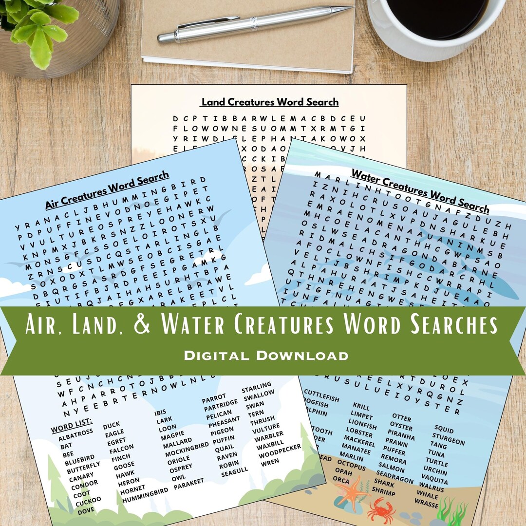 Word Search JUMBO Word Puzzle Printable Instant Download Fun Party Game ...