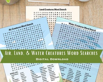 Animal Word Search Puzzle - Etsy Canada
