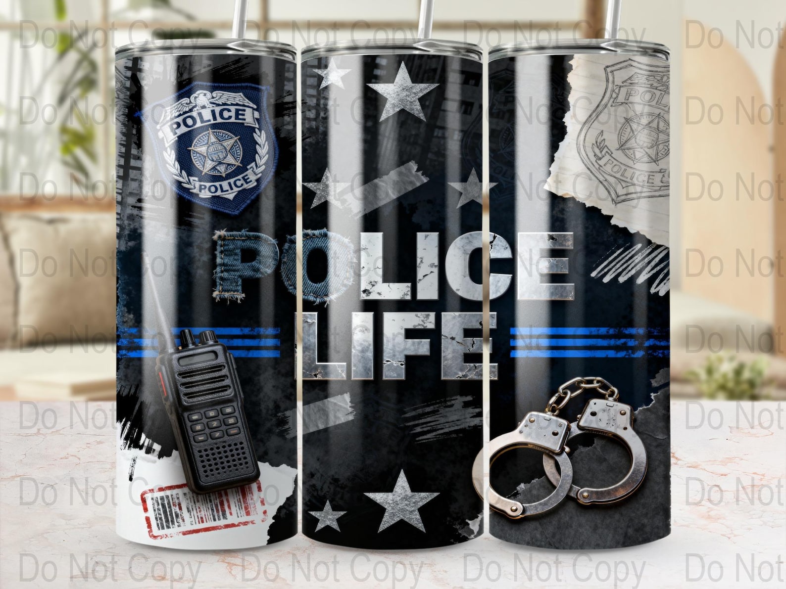Police Life 20oz Skinny Tumbler Sublimation Wrap, Law Enforcement PNG ...