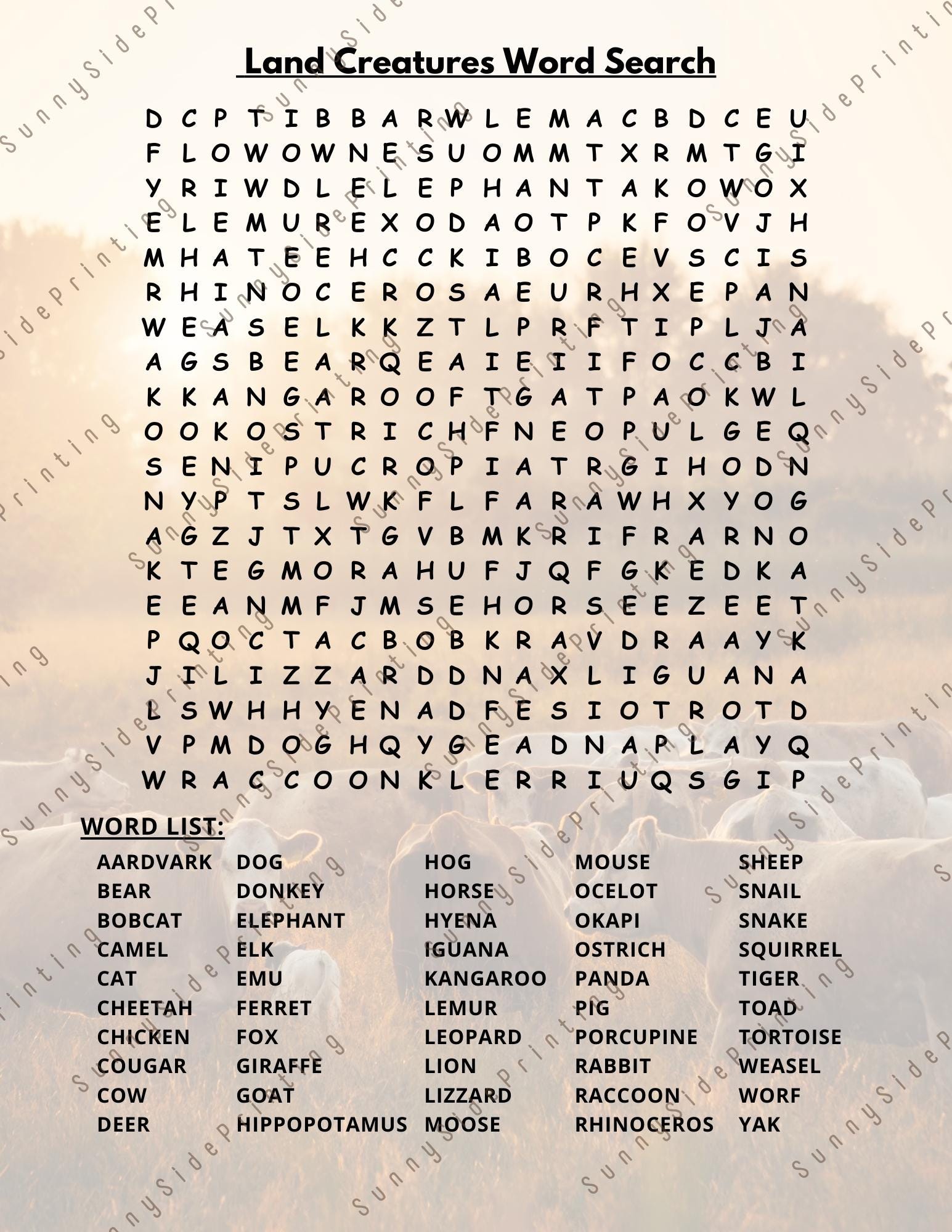 Word Search JUMBO Word Puzzle Printable Instant Download Fun Party Game ...