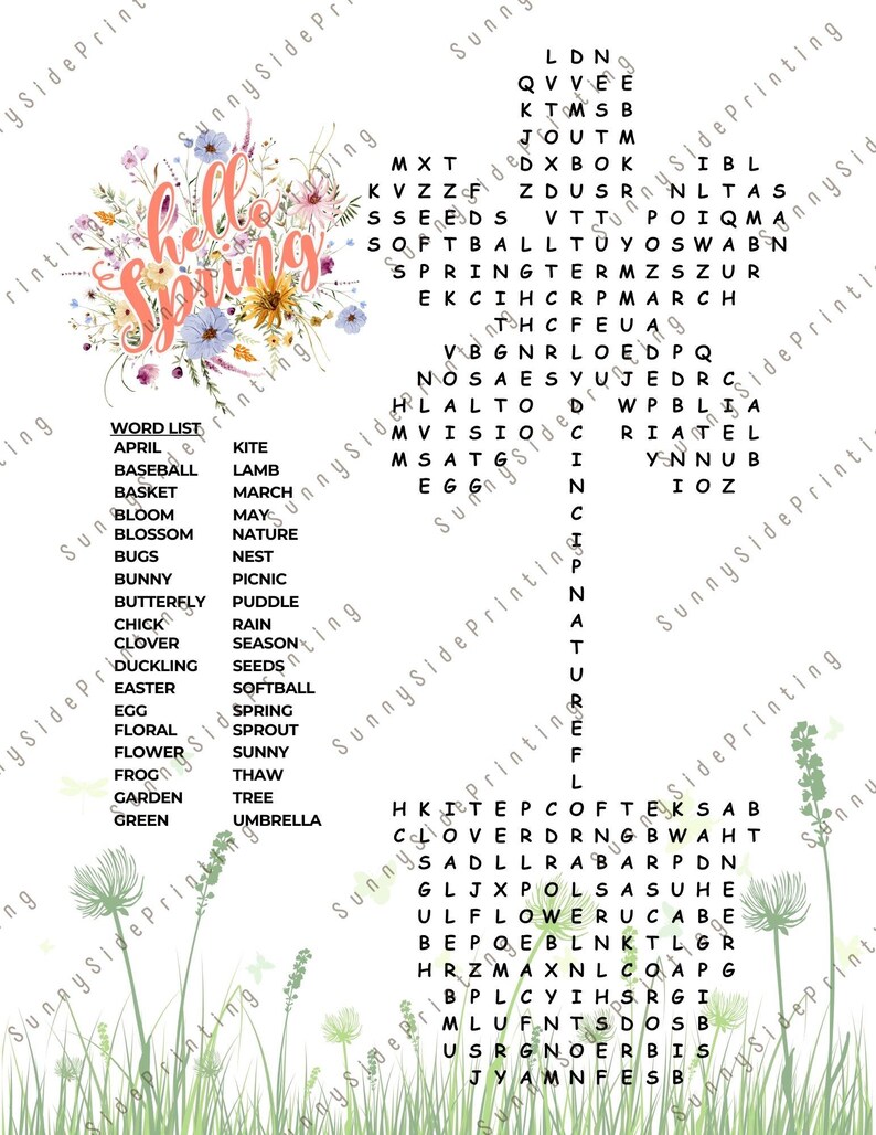 Word Search Printable Classroom Activity Party Games Instant Download ...