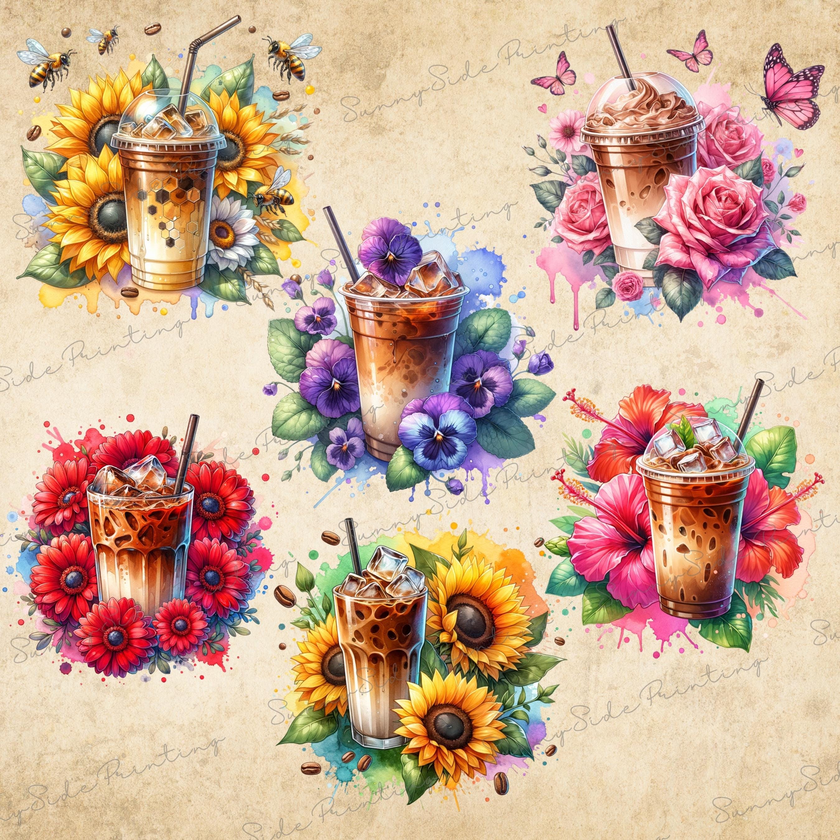 Watercolor Coffee Clipart PNG Craft Graphics Printable Instant Download ...
