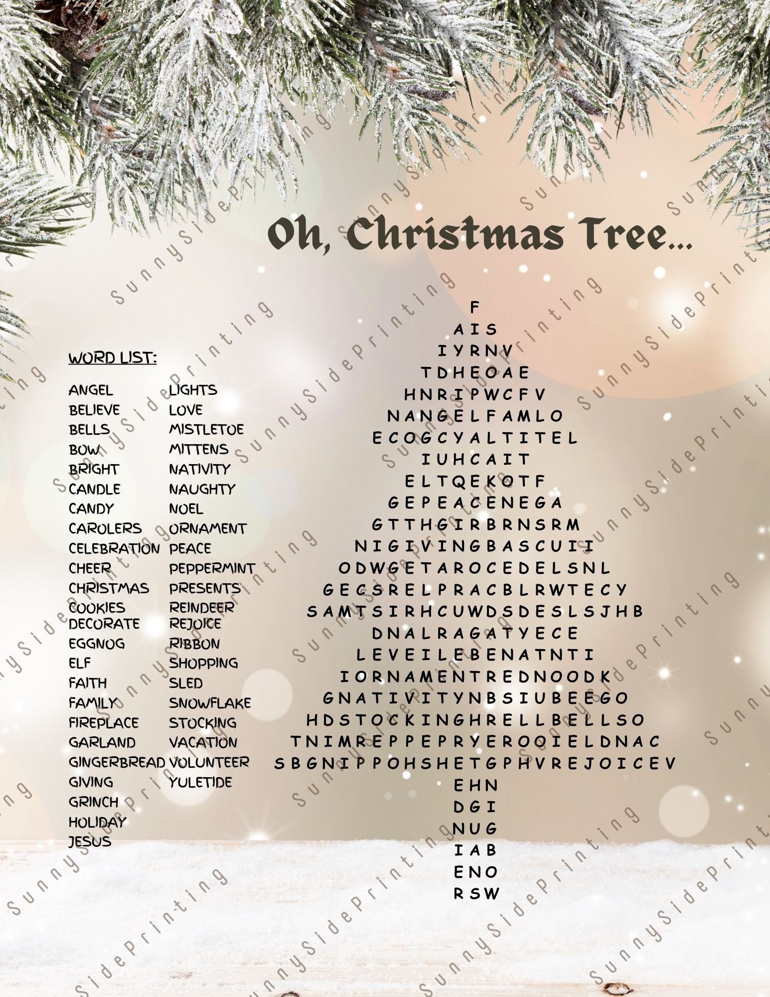 Christmas Puzzle Word Search Puzzle Winter Themed Printable PDF Instant ...