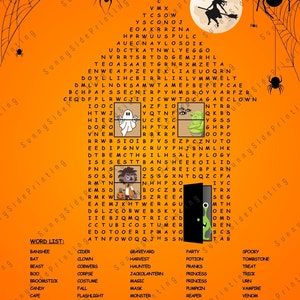 Word Search Printable Instant Download Fun Halloween Party Game Printer ...