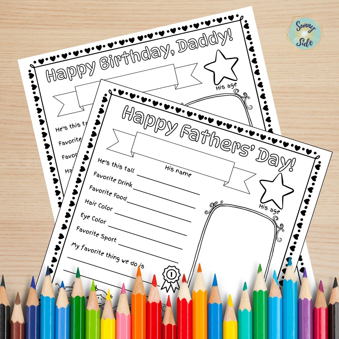 Happy Birthday Dad Activity Sheet All About Dad Fathers Day Sheet Gift ...