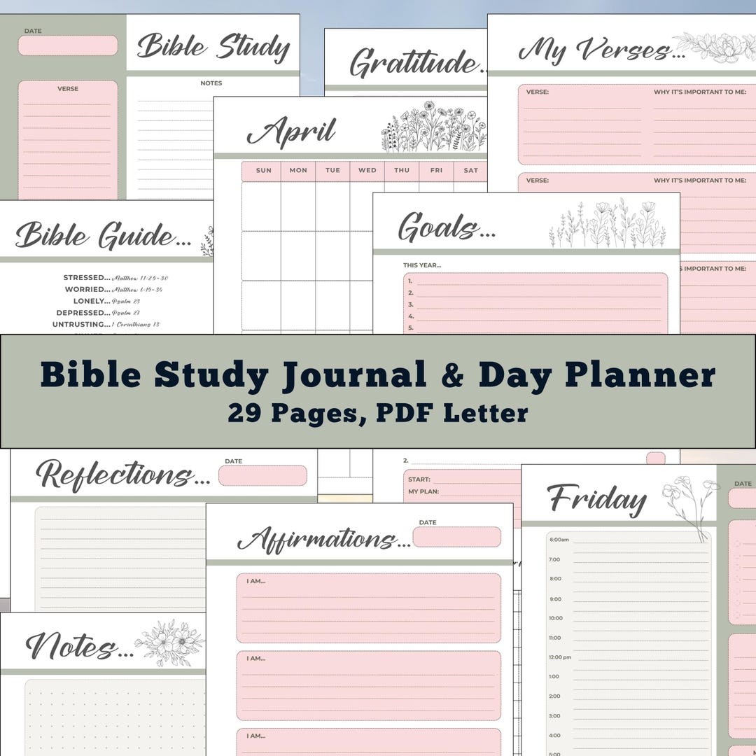 Bible Study Planner Daily Gratitude Prayer Journal Planner Printable ...