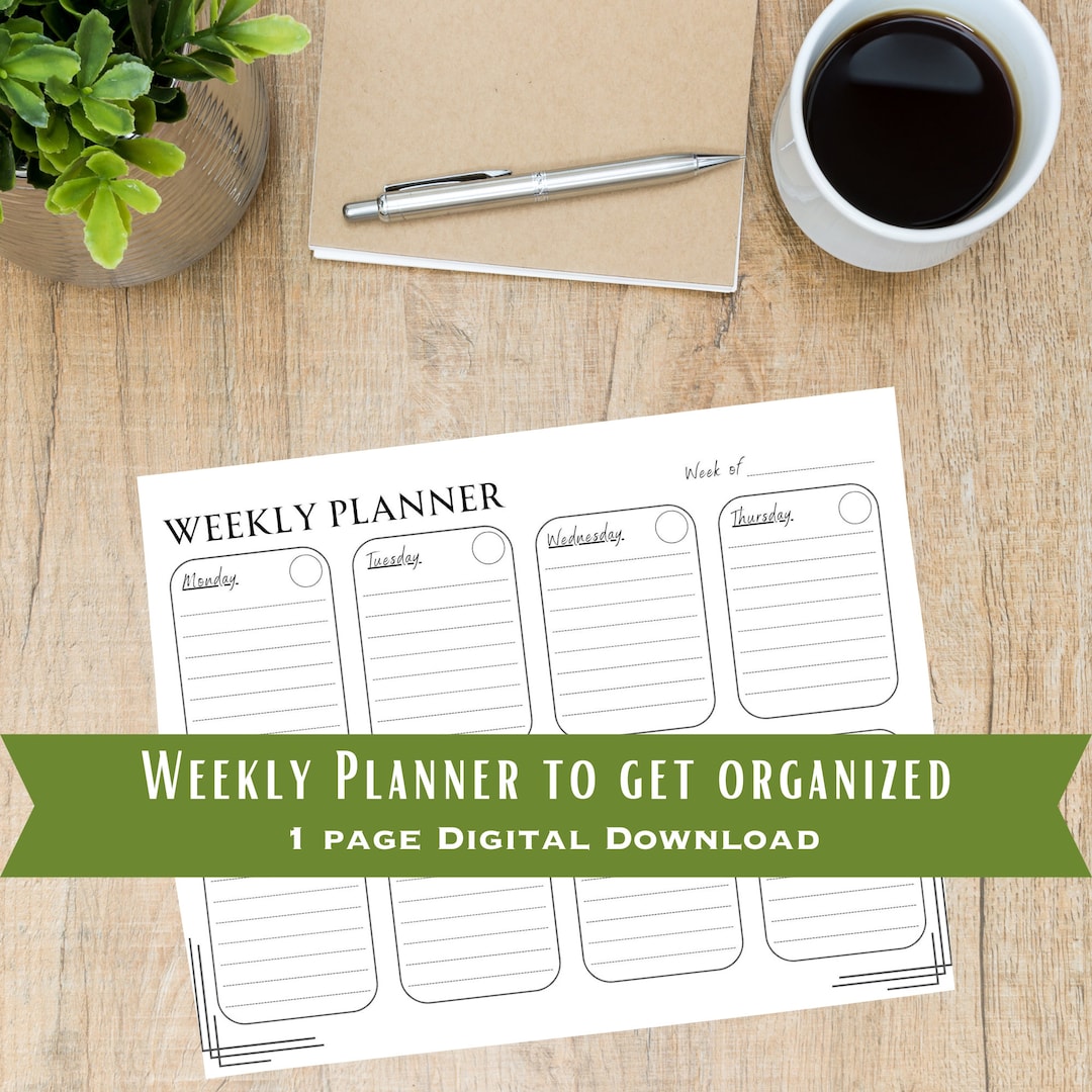 Weekly Planner to Do List Organizer Blank Landscape Minimalist Digital ...