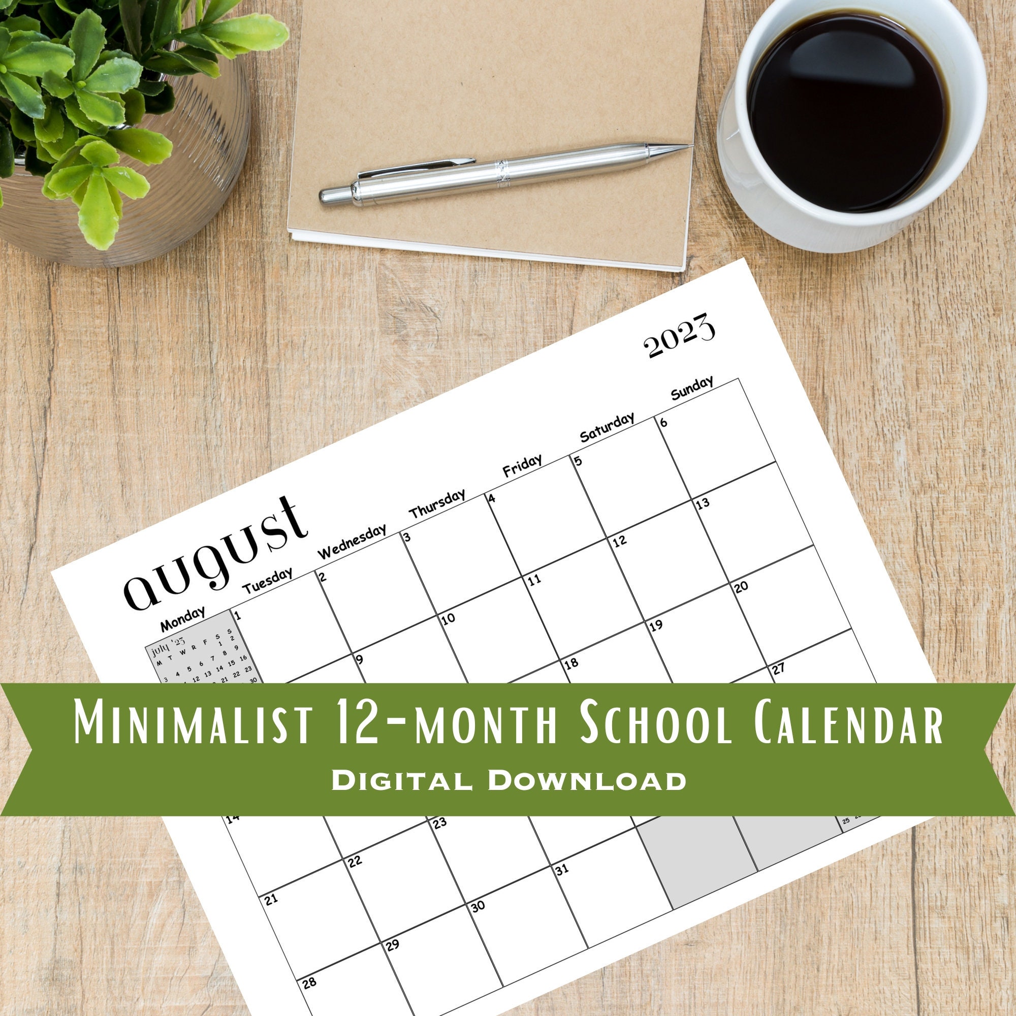 2023-2024 Monthly Calendar Back to School Calendar Teacher Calendar ...