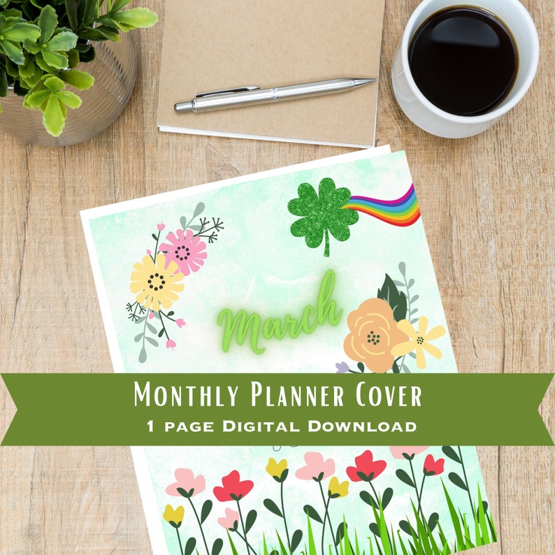 Planner Cover Printable Cover Page Digital Download March Planner Cover ...