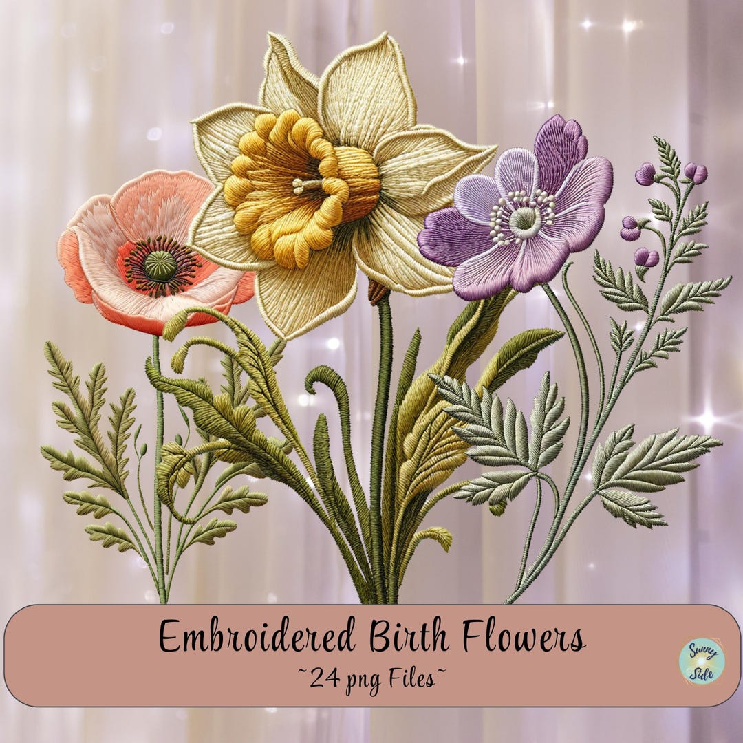 Birth Flowers Clipart PNG Craft Graphics Printable Instant Download ...