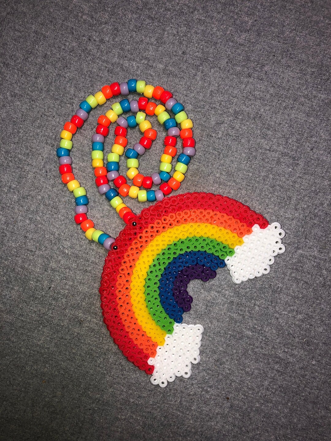 Rainbow Perler Bead Kandi Necklace - Etsy
