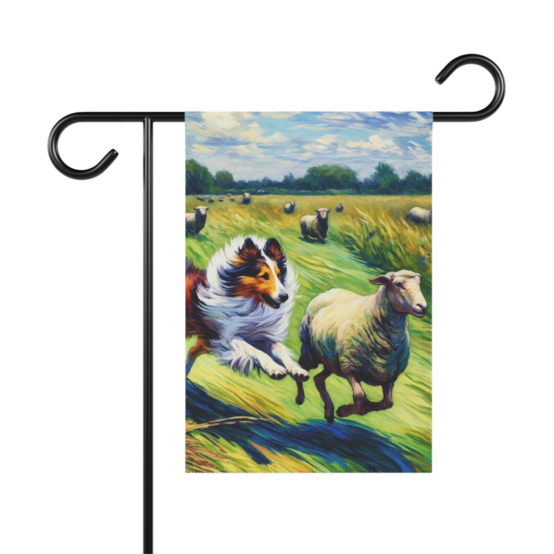 Collie With Sheep Garden Flag | Custom Outdoor Decor | Available in Two ...