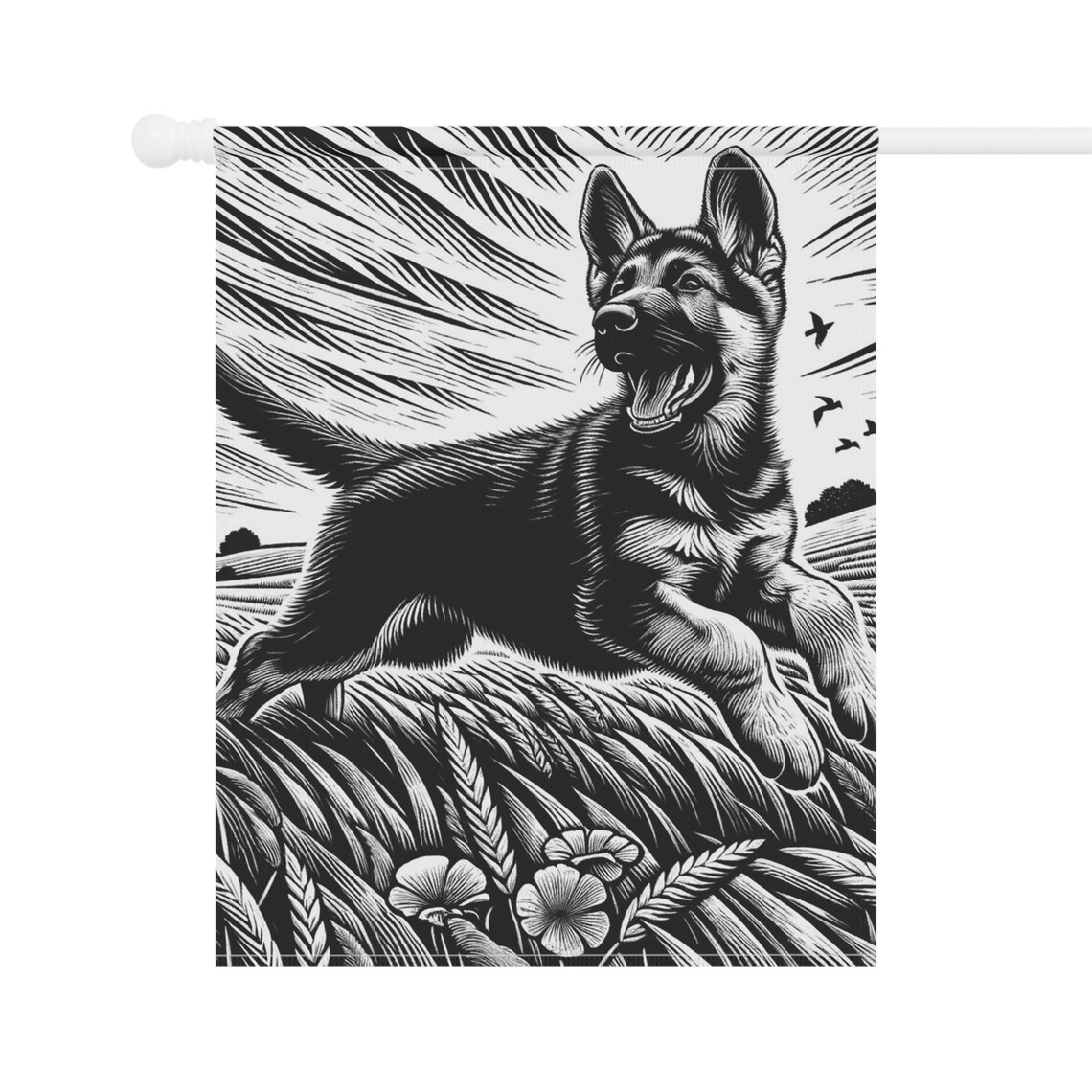 Young Playful German Shepherd Garden Flag | Custom Outdoor Decor ...