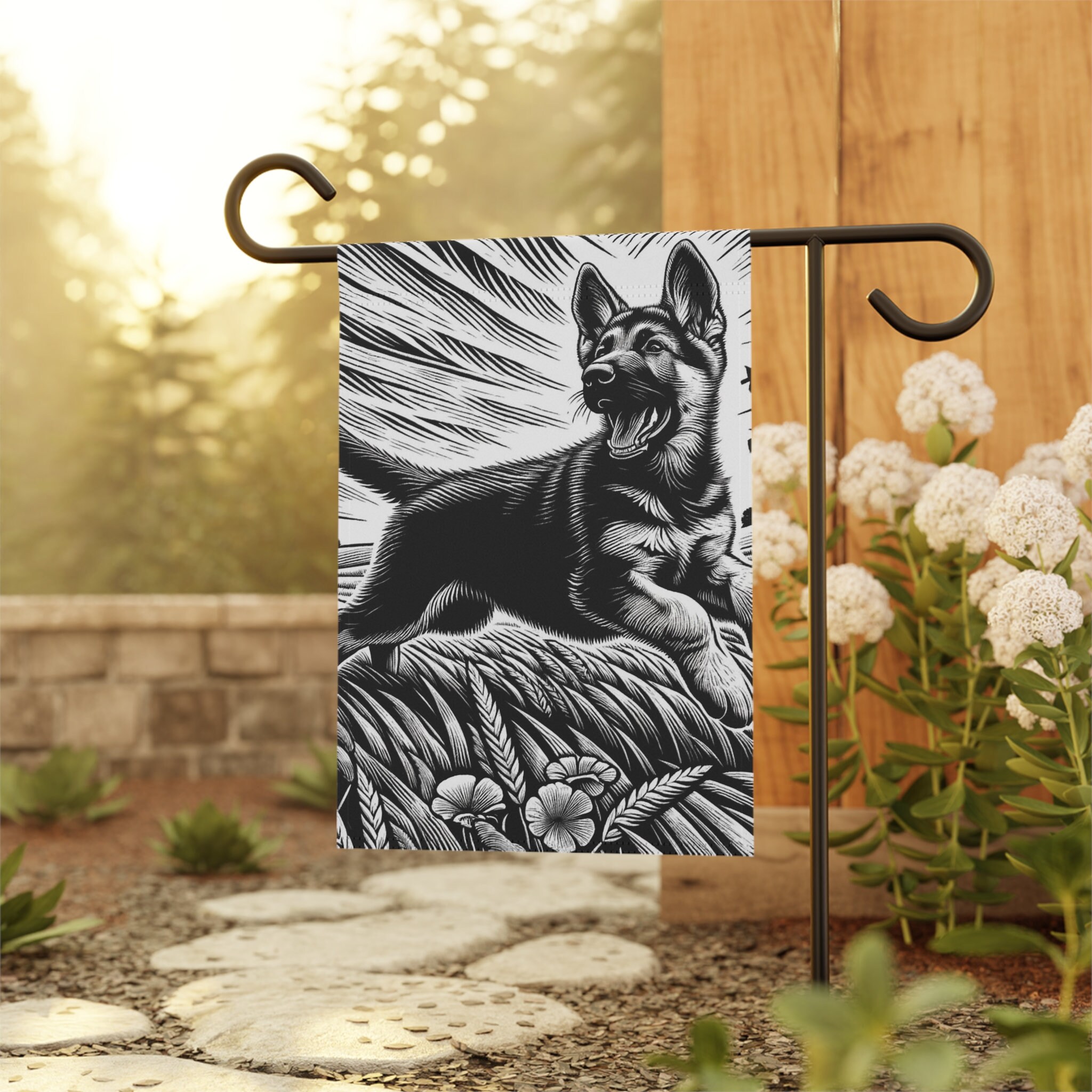 Young Playful German Shepherd Garden Flag | Custom Outdoor Decor ...