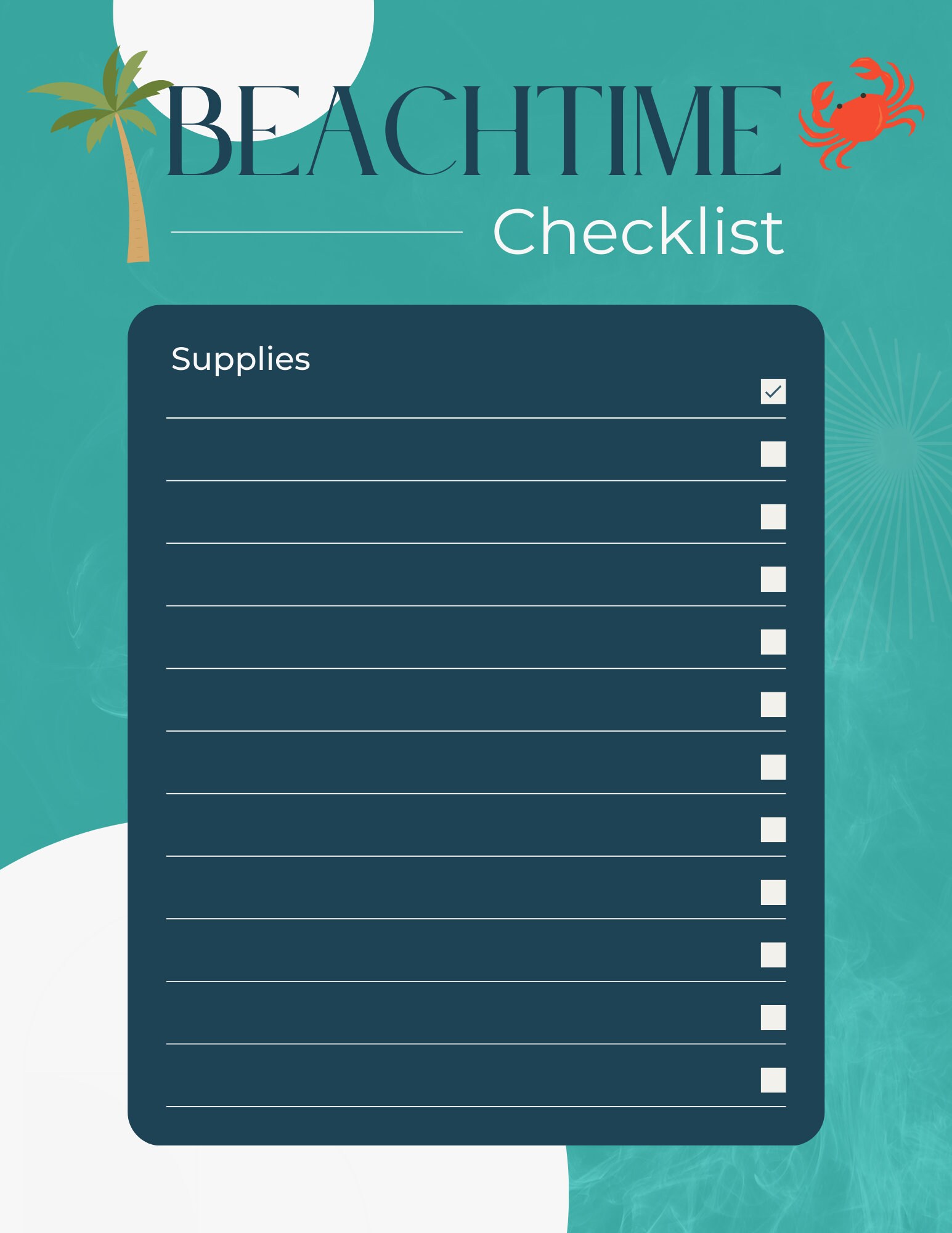 Beach Time Checklist Digital Checklist for Beach Travel / Supplies ...