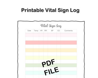 Patient Vital Sign Log Nurse Assignment Vital Sign Sheet - Etsy