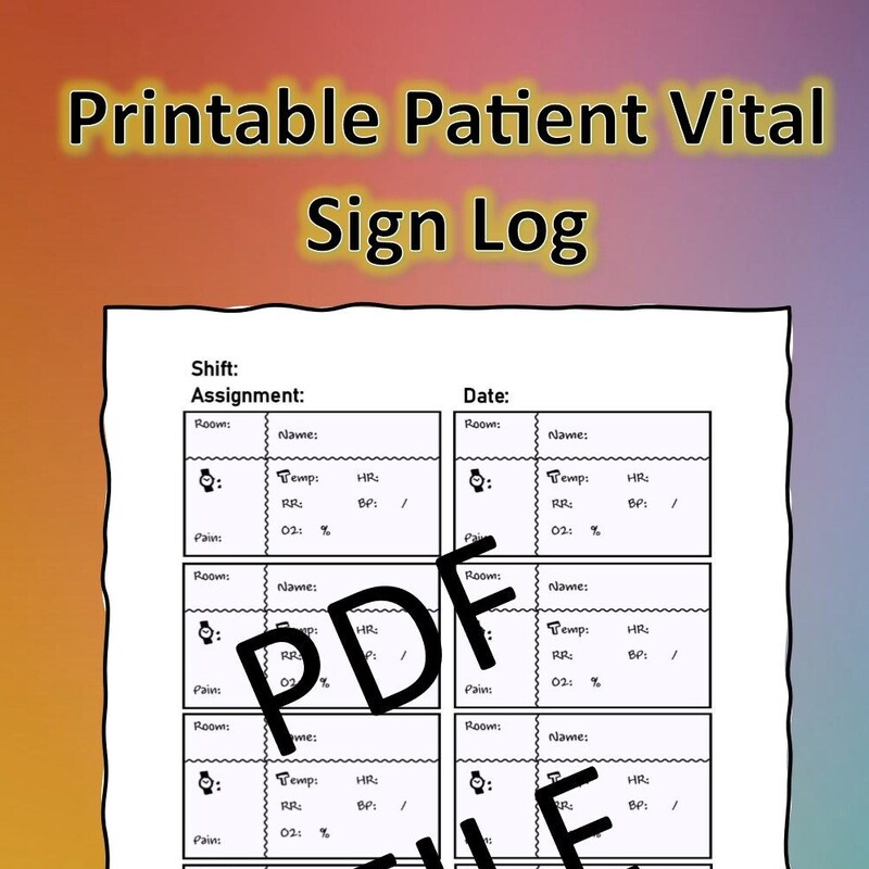 Vitals Log for Home Patient - Etsy