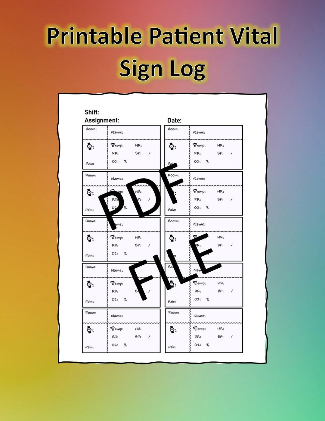 Patient Vital Sign Log, Nurse Assignment Vital Sign Sheet, Vitals ...
