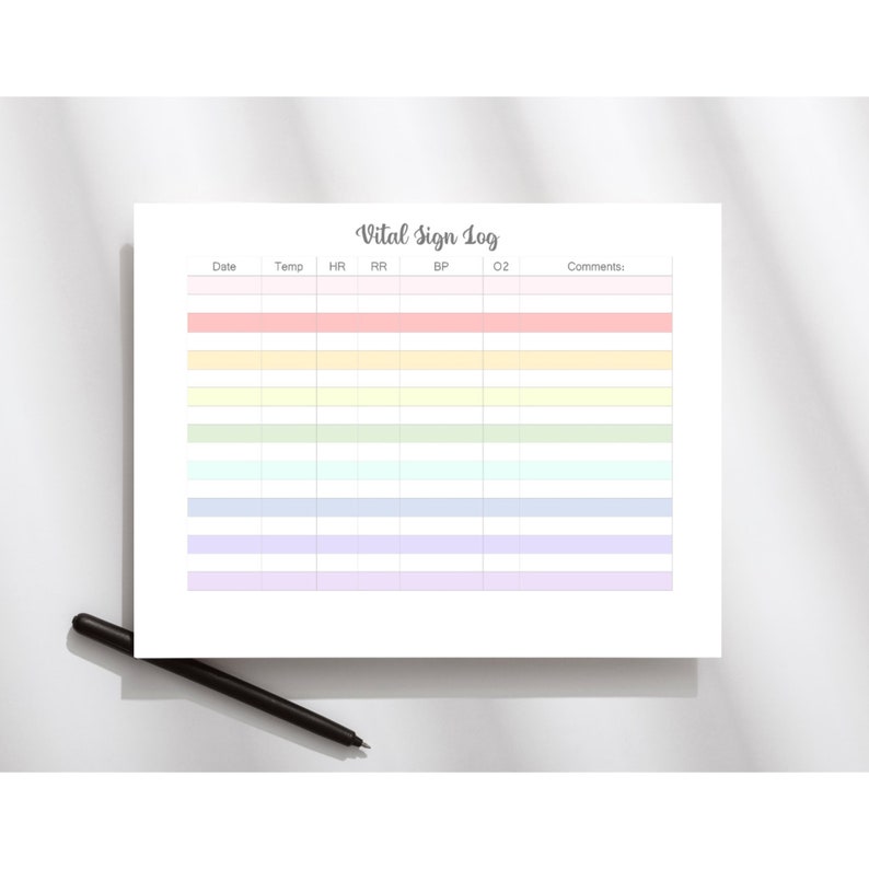 Printable Vital Sign Log PDF, Blood Pressure Log, Vital Signs Sheet ...