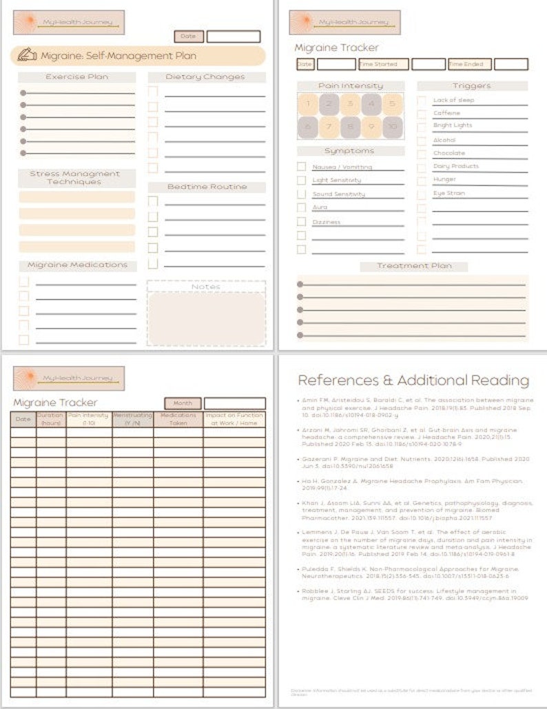 Migraine Headache Workbook & Trackers - Etsy