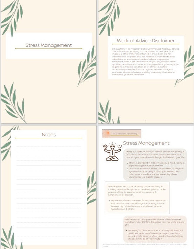 Stress Management Workbook & Tracker - Etsy