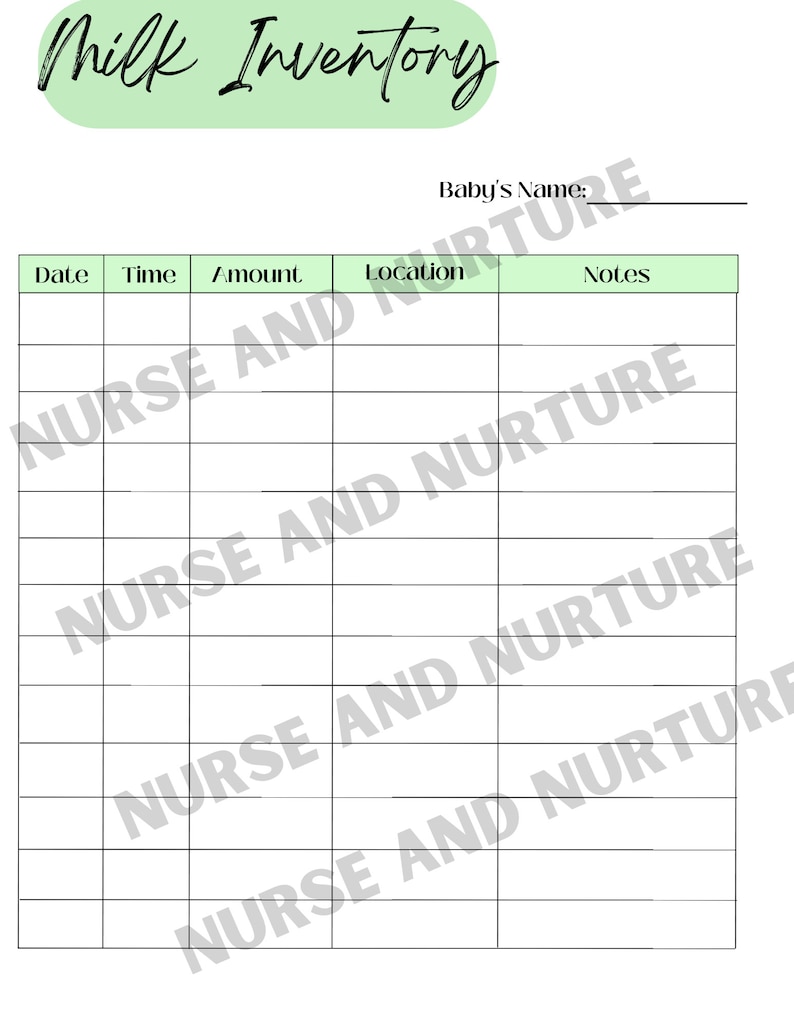 Milk Inventory Printable Template Milk Collection Log - Etsy