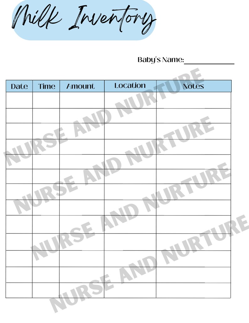 Milk Inventory Printable Template || Milk Collection Log || Breastmilk ...