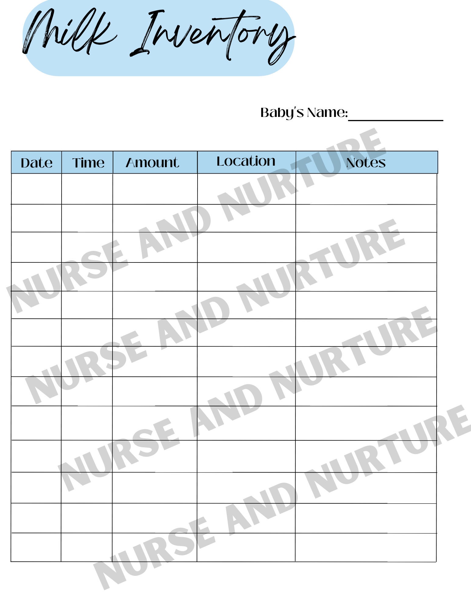 Milk Inventory Printable Template || Milk Collection Log || Breastmilk ...