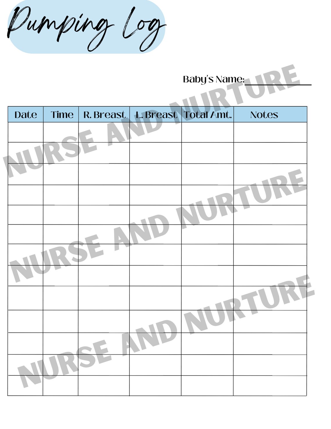 Printable Pumping Log Breast Pump Collection Log Milk Log - Etsy