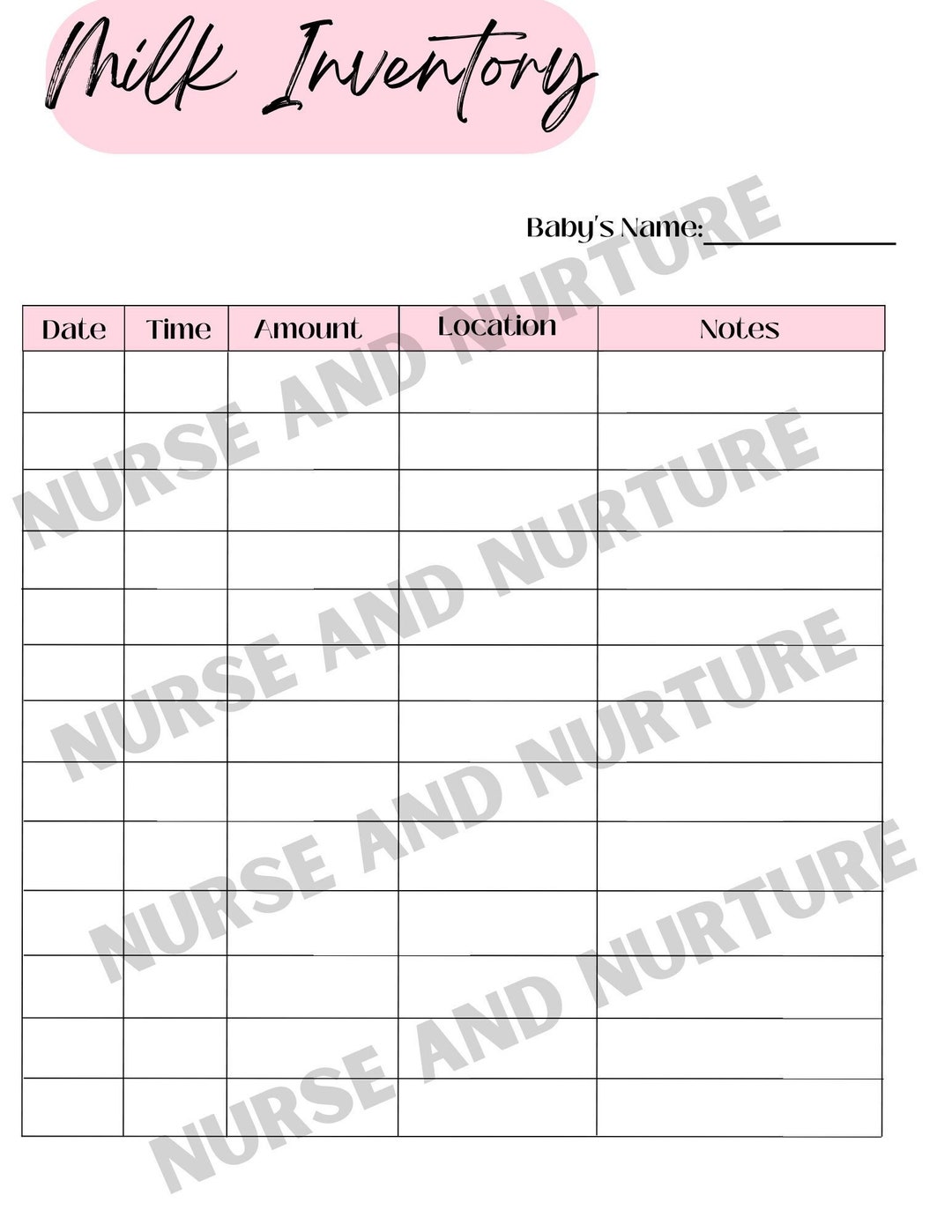Milk Inventory Printable Template || Milk Collection Log || Breastmilk ...