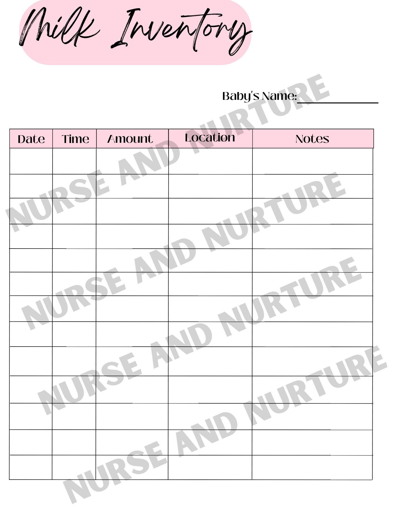 Milk Inventory Printable Template || Milk Collection Log || Breastmilk ...