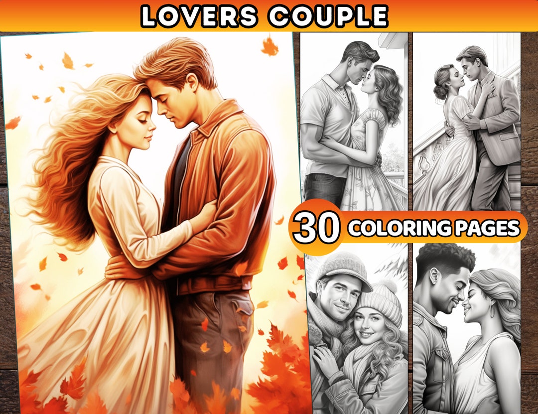 Lovers Couple Coloring Pages for Adults Printable Love Art Romantic ...