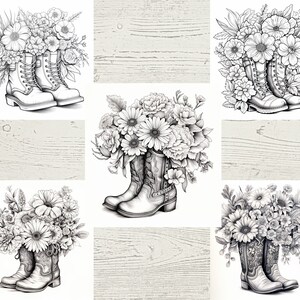 20 Blooming Boots Coloring Pages for Adults & Kids, Floral Booties ...