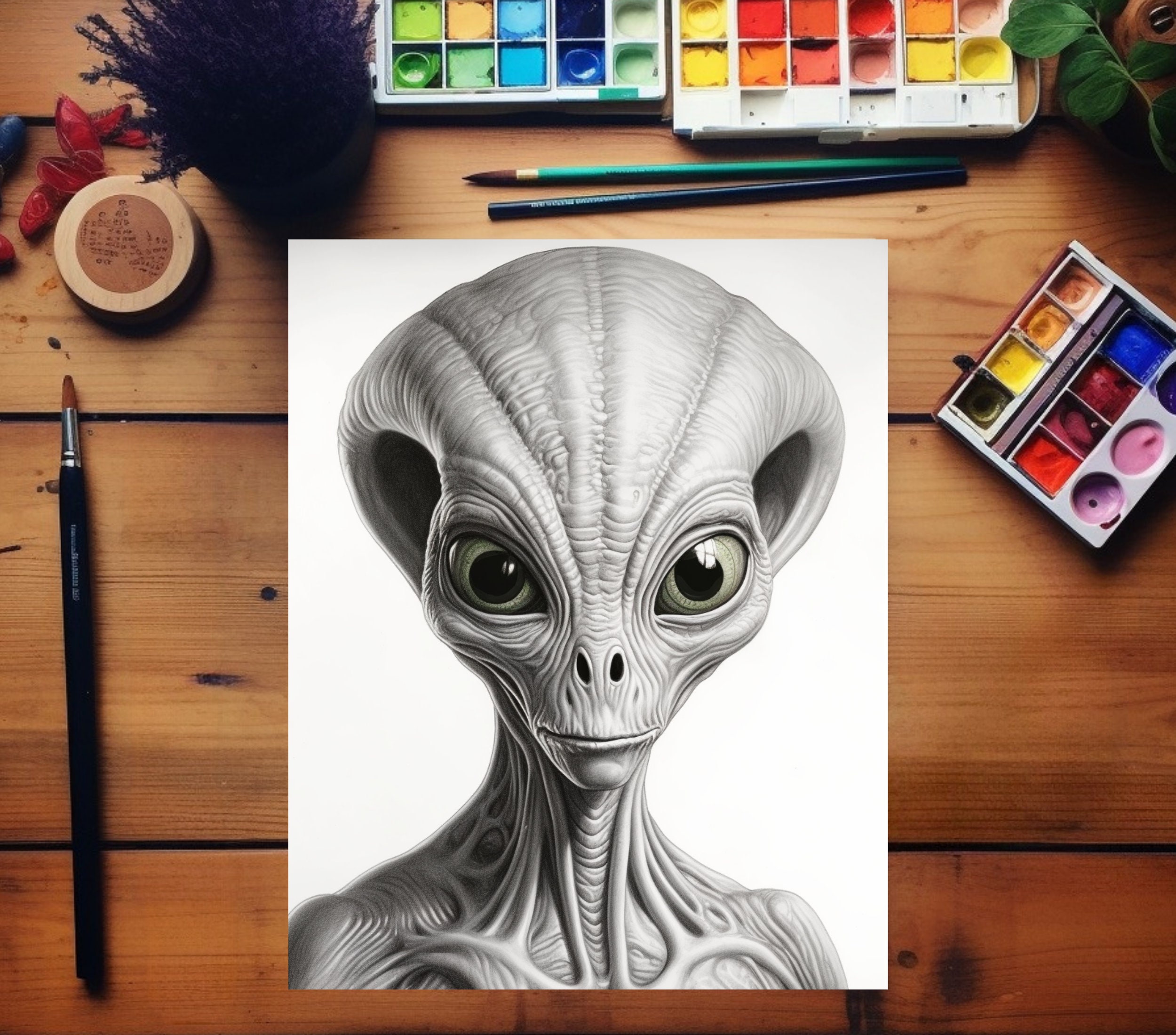 20 Alien Coloring Pages for Adults & Kids Fantasy Alien - Etsy