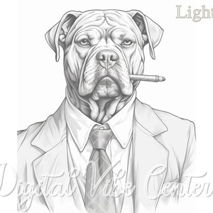 Boss Dog Coloring Page Printable Adult Coloring Book Stress Relief ...