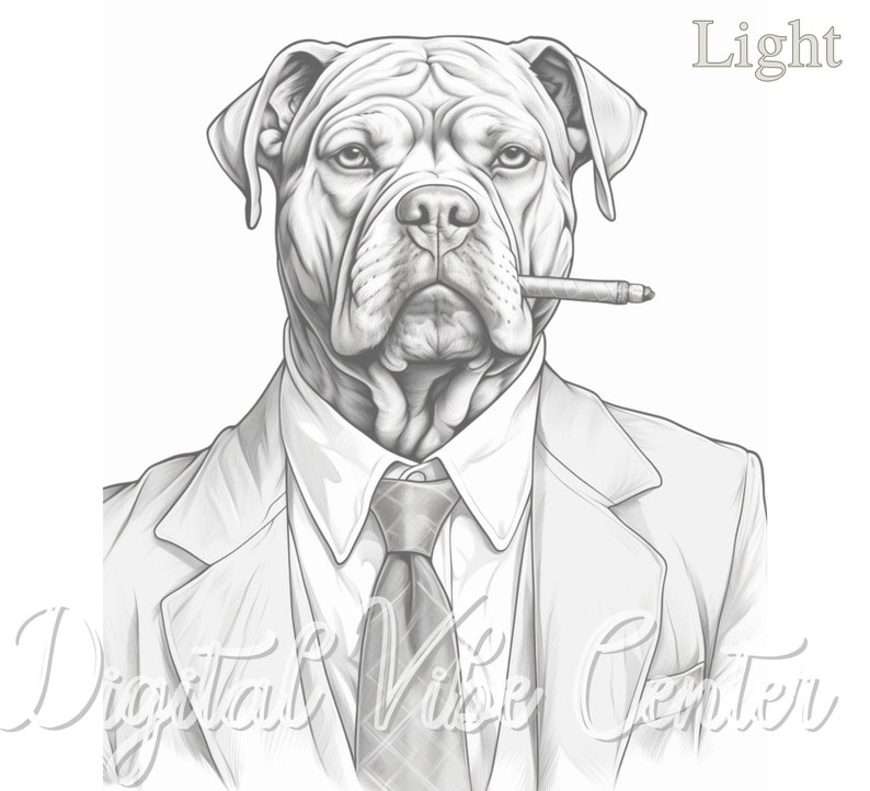 Boss Dog Coloring Page Printable Adult Coloring Book Stress - Etsy