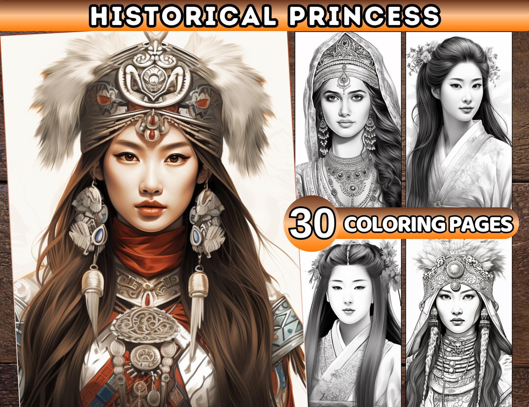 Historical Princess Coloring Book: 30 Royal History Inspired Pages (PDF ...