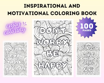 50 Adult Motivational Quotes Coloring Pages for Mental Health and ...