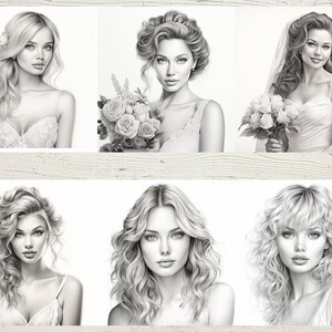 Coloring Page for Adults, Grayscale Coloring Page, Girl Portrait ...