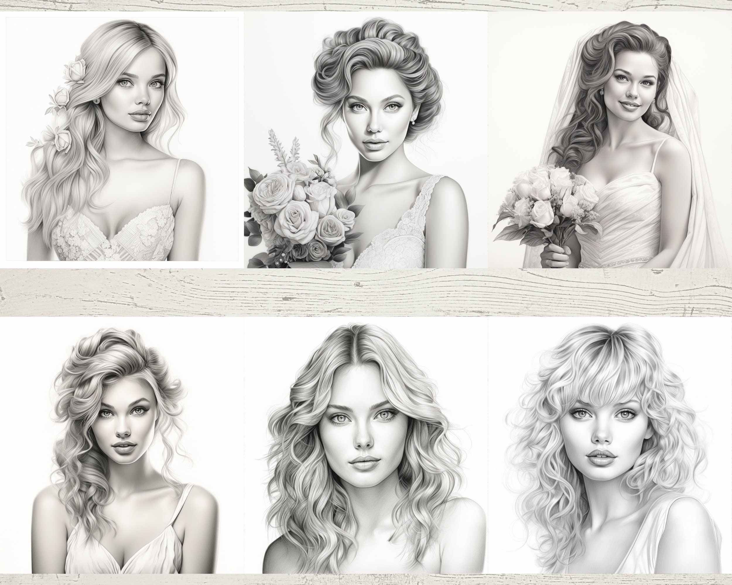 Coloring Page for Adults Grayscale Coloring Page Girl - Etsy