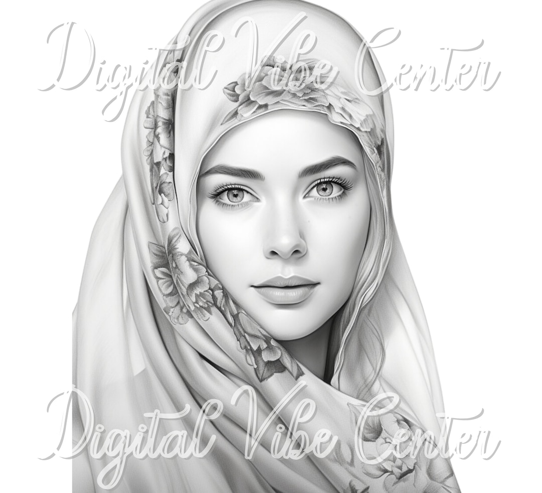Muslim Woman Coloring Page for Adults Coloring Pages Hijab Arabic Girl ...