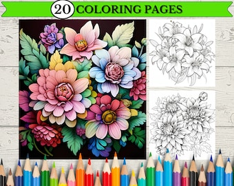 37 Flower Coloring Book Pages, Floral Coloring Page, Printable Flowers ...