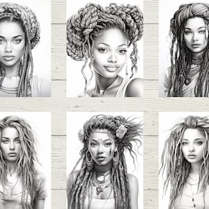 Coloring Pages for Adult Dreadlocks Hairstyle Coloring Book Fasion ...