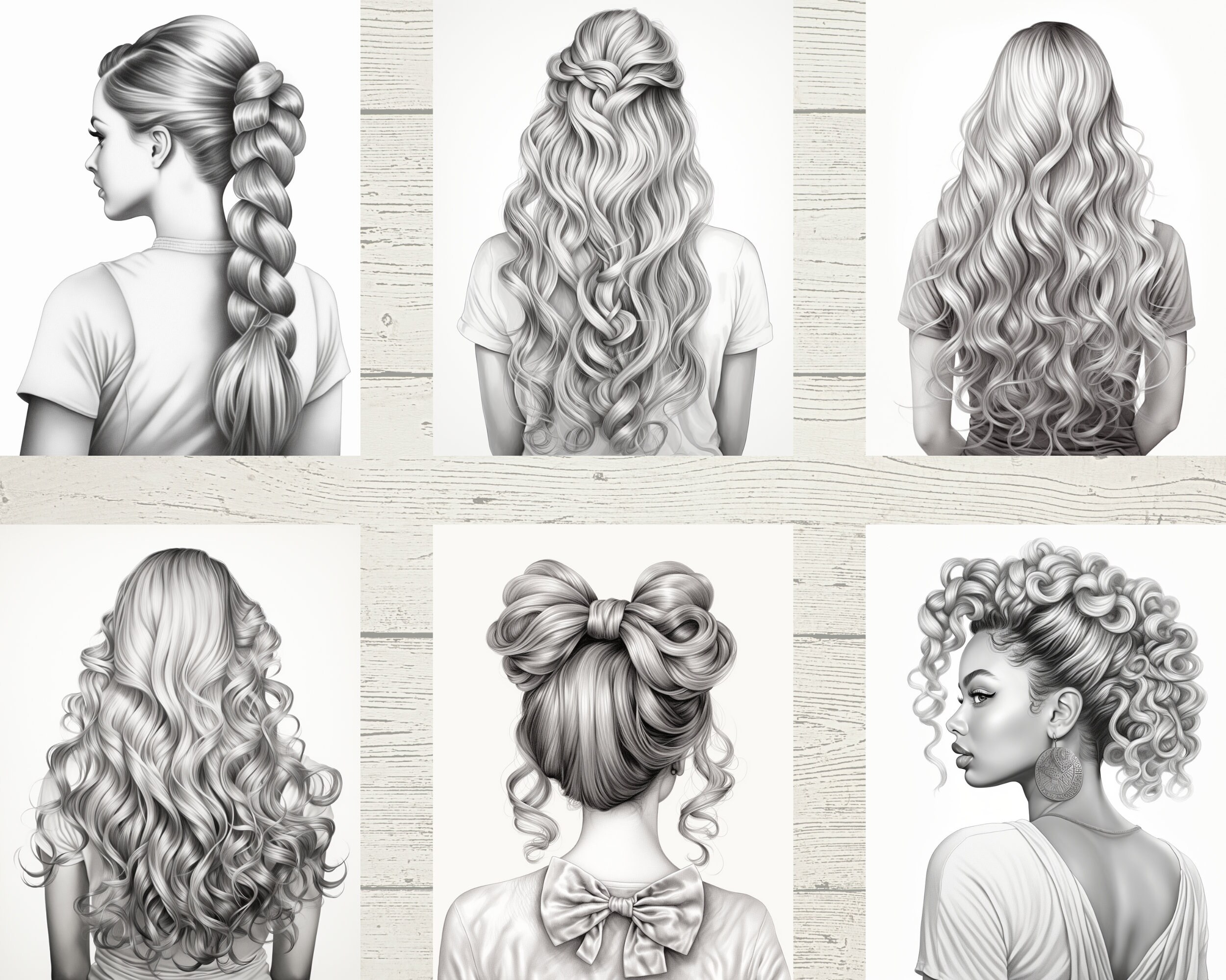 Trendy Hairstyle Coloring Pages for Adults or Kids Beautiful - Etsy
