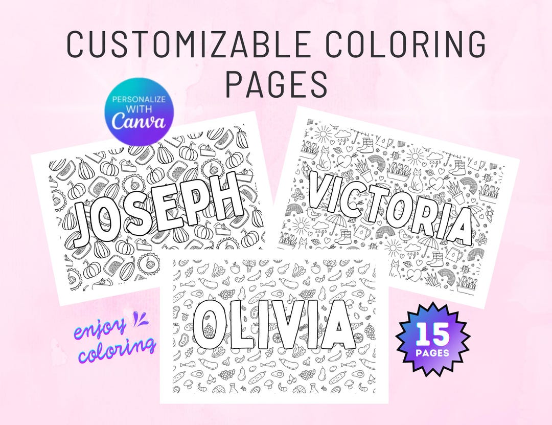 Customizable Coloring Pages Editable Custom Name Coloring Page for Kids ...